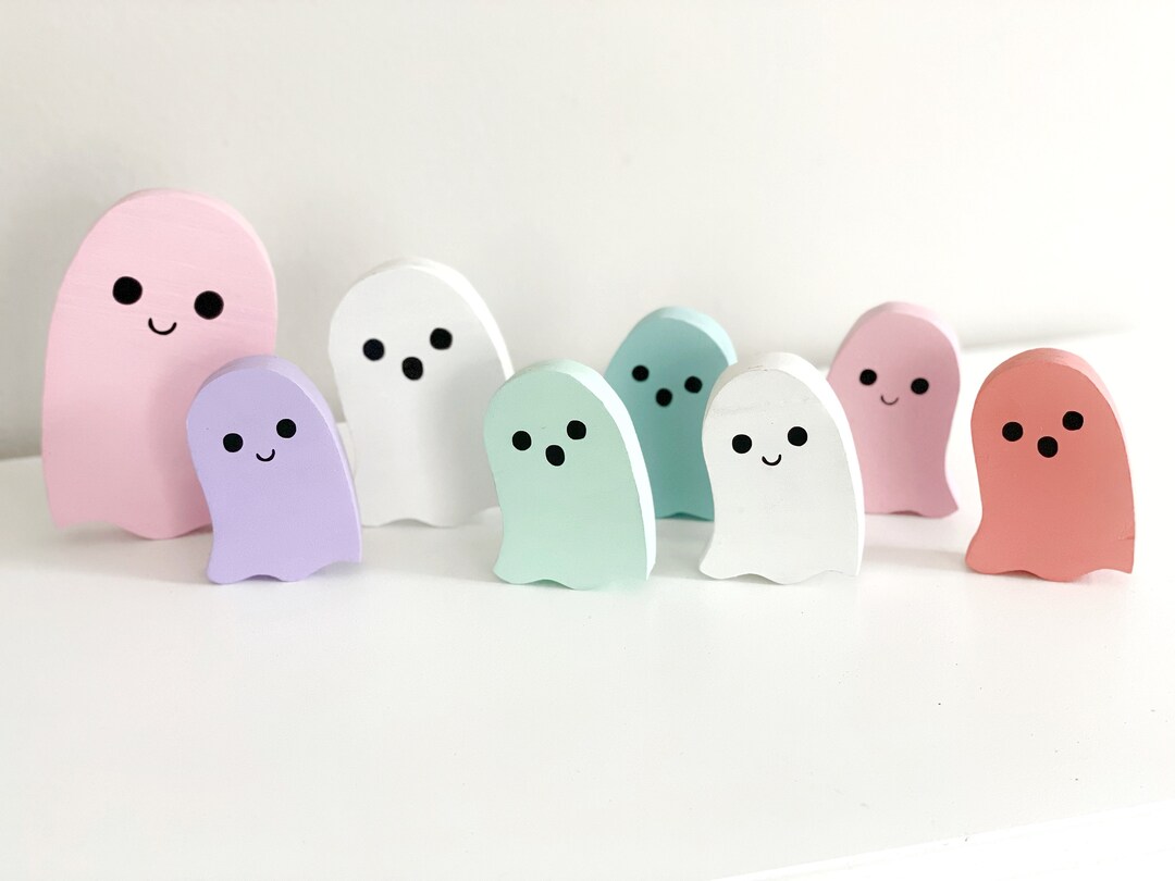 Standing Wood Ghost, Halloween Pink Decor, Pink, Boho Signs, Retro ...