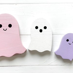 Standing Wood Ghost, Halloween Pink Decor, Pink, Boho Signs, Retro ...
