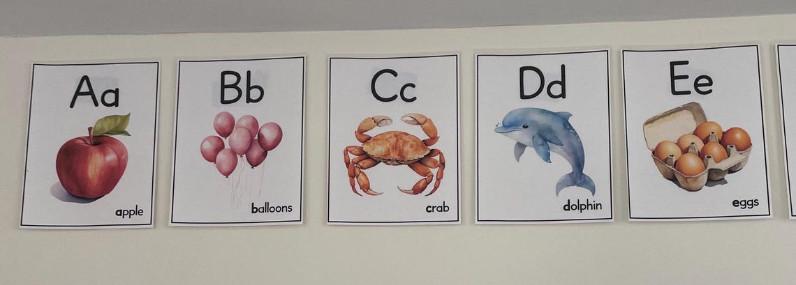 Large Alphabet Display Cards, ABC Poster Set Printable, Bulletin Board ...