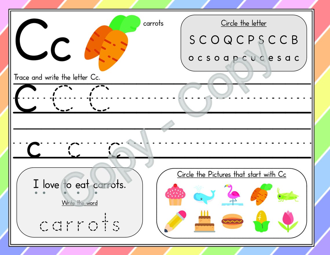 Alphabet Tracing Workbook: Letter Sounds & Recognition (digital PDF) - Etsy