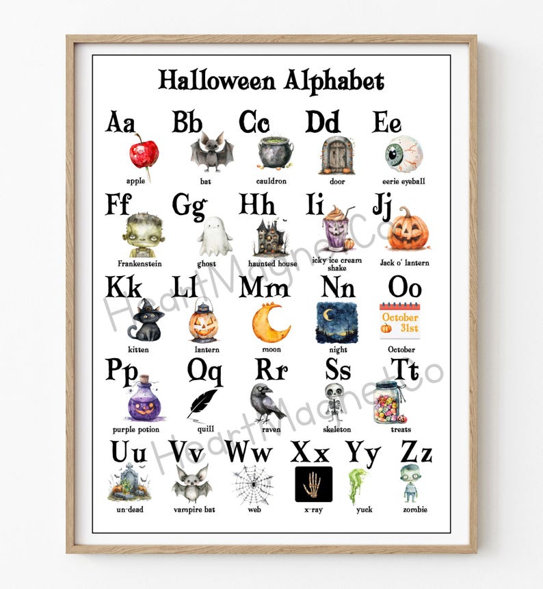 Halloween Alphabet Sheet, Spooky Abc's, Spooky Themed Alphabet ...