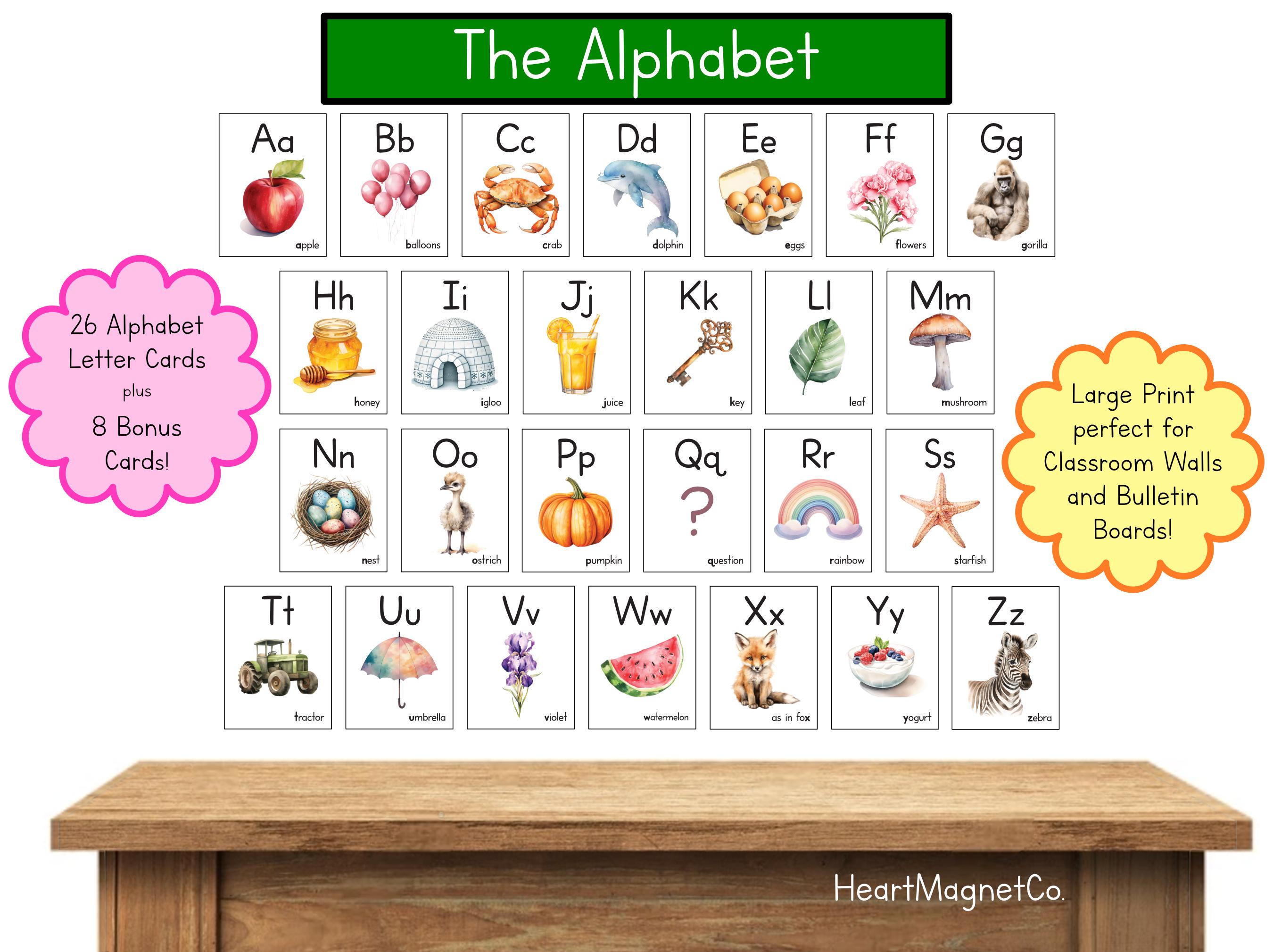 Large Alphabet Display Cards, ABC Poster Set Printable, Bulletin Board ...