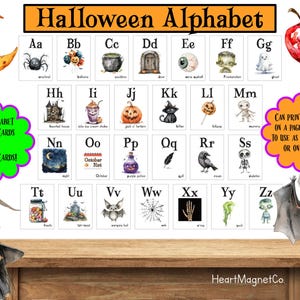 Halloween Alphabet Cards, Spooky Abc's, Large Alphabet Cards, Alphabet ...