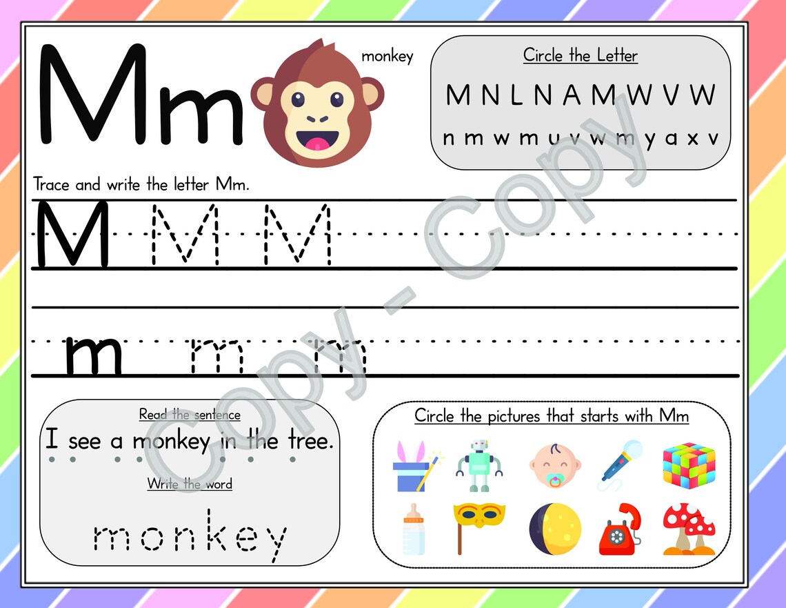 Alphabet Tracing Workbook: Letter Sounds & Recognition (digital PDF) - Etsy