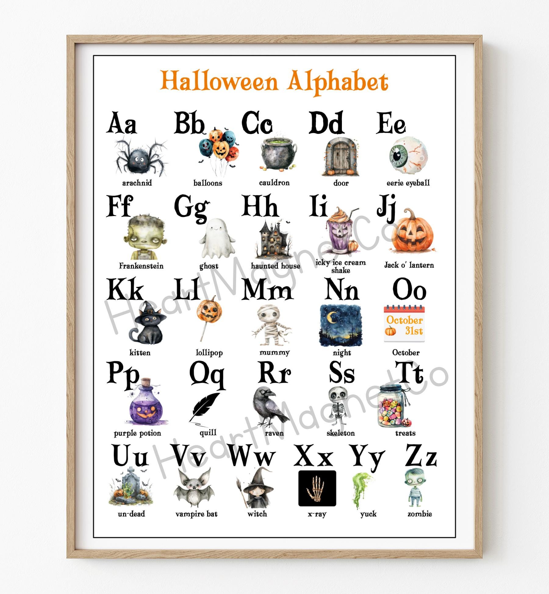 Halloween Alphabet Sheet, Spooky Abc's, Spooky Themed Alphabet ...