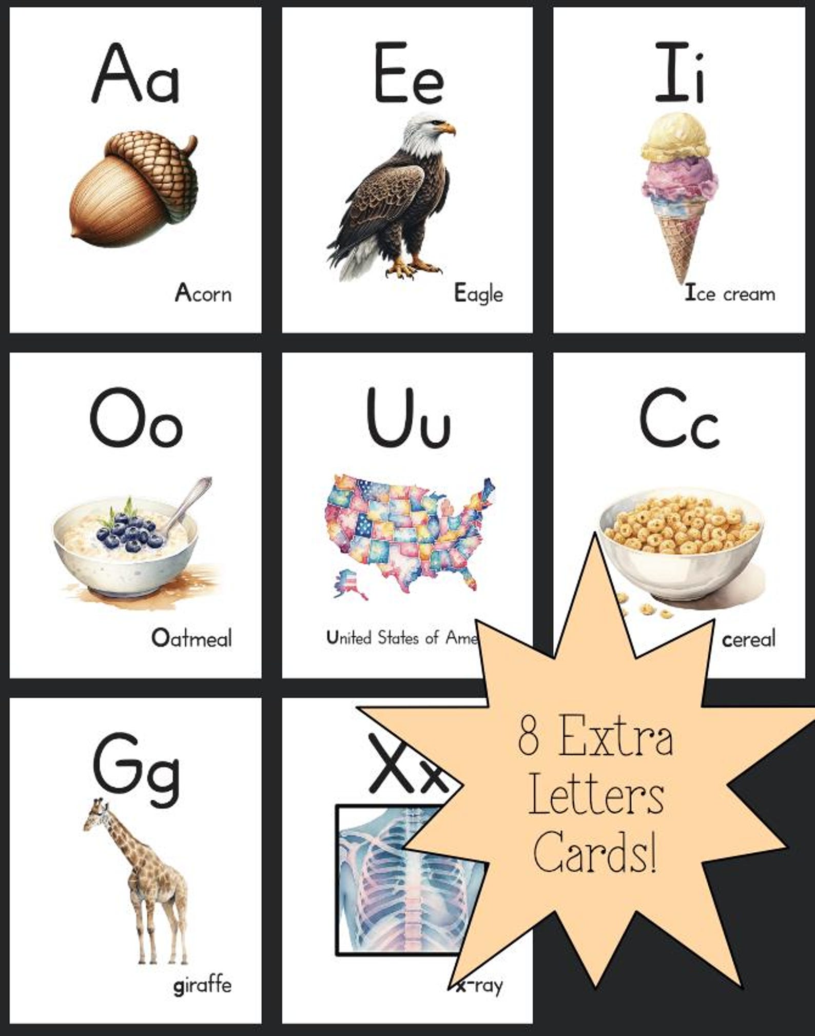 Large Alphabet Display Cards, ABC Poster Set Printable, Bulletin Board ...