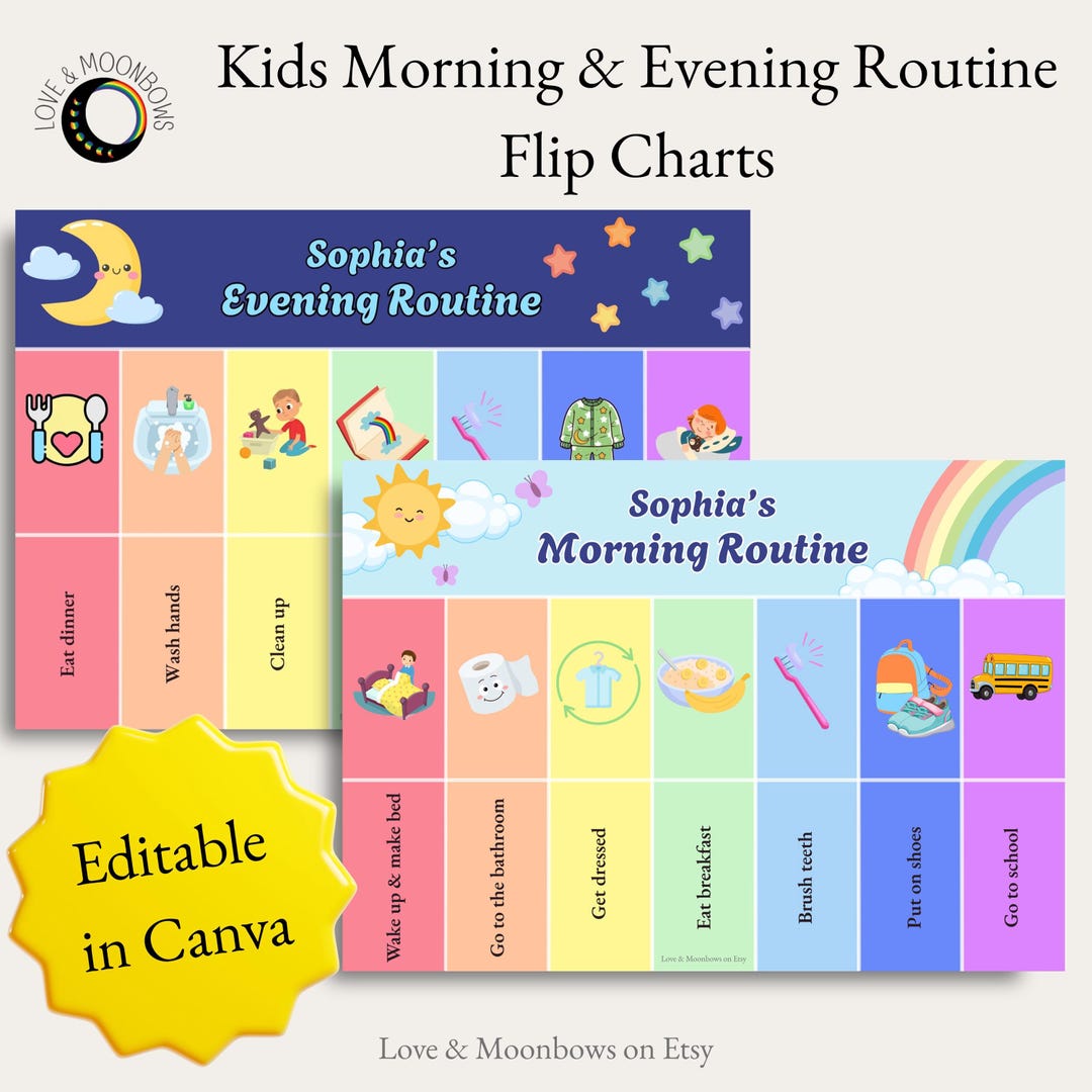 Kids Routine Chart | Routine Flip Chart | Morning Routine | Bedtime ...