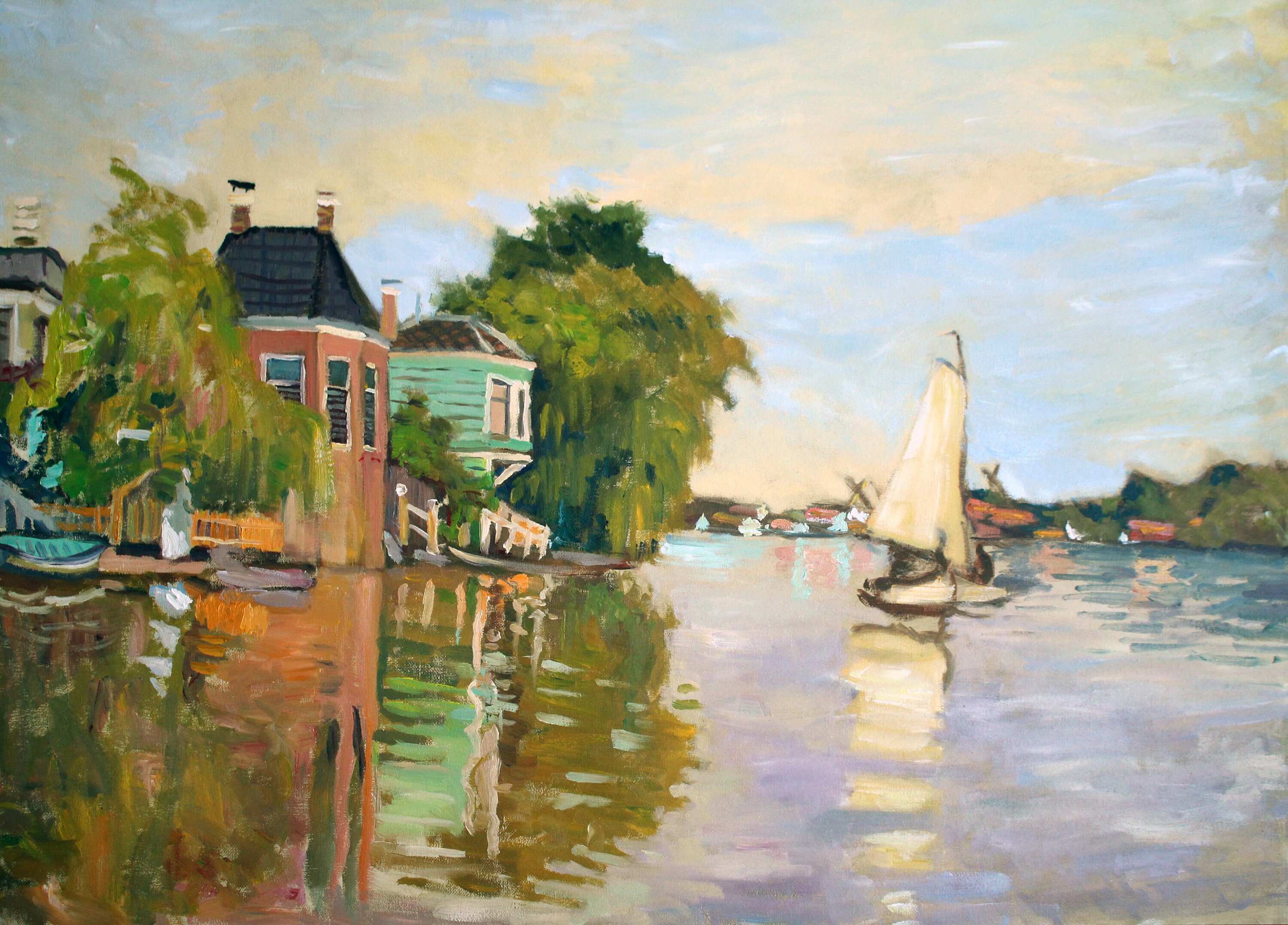 Claude Monet Copy Hand Painted Reproduction Houses on the Achterzaan by ...