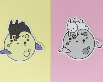 Blue Bunny Sticker Cute Printed Vinyl Rabbit Sticker, Waterproof ...