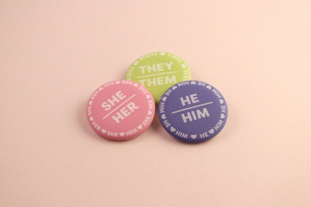 Kawaii Gender Spectrum Pronoun Buttons Available Pronouns:sheher, Hehim ...