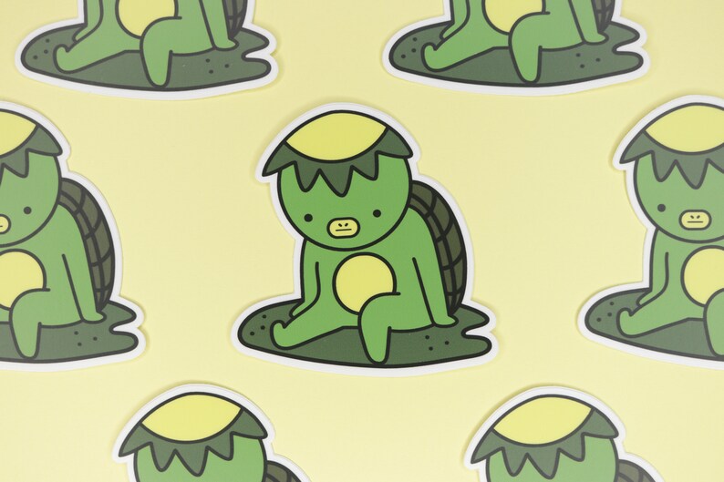Kawaii Japanese Mythology Kappa Sticker Cute Frog on Lily - Etsy