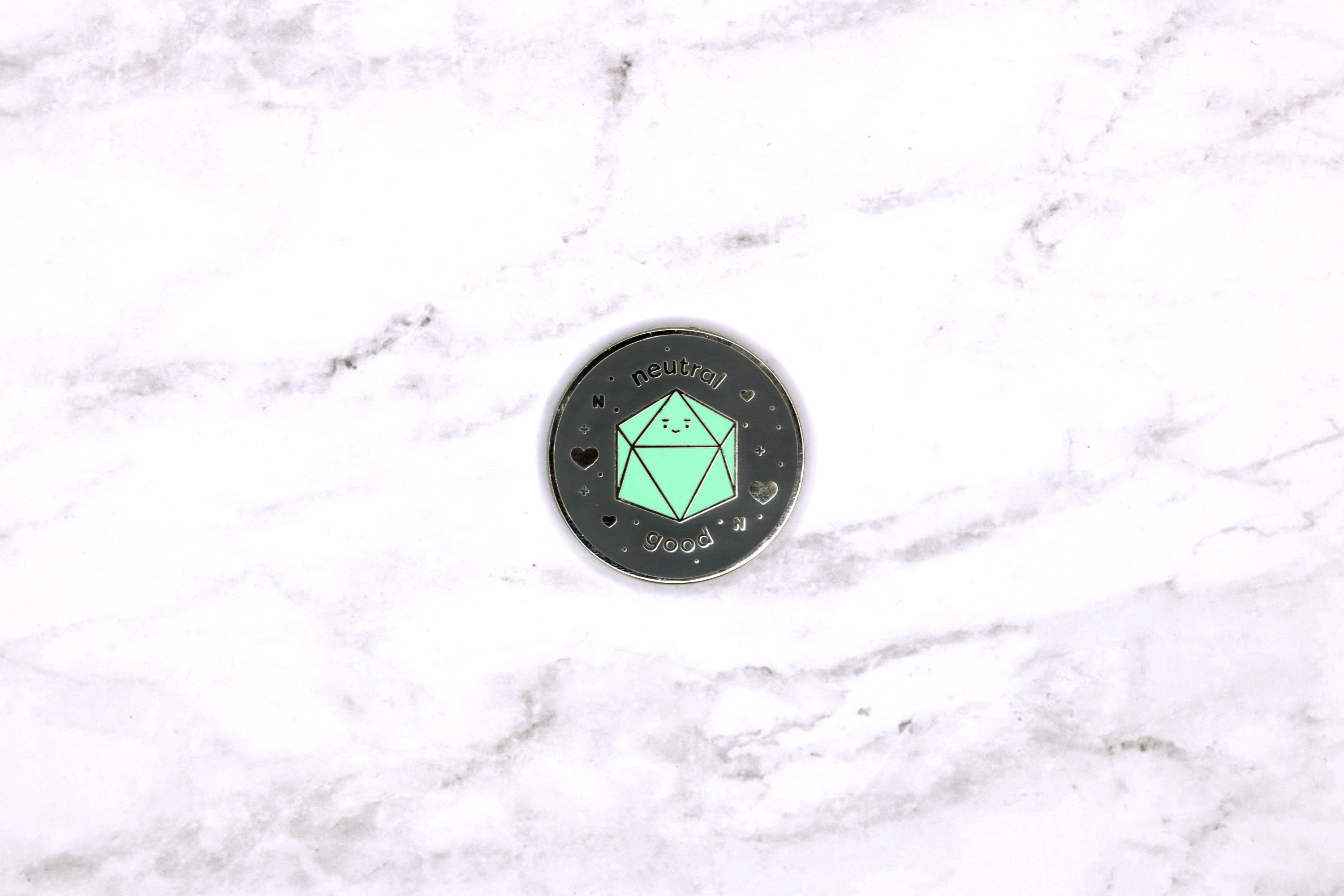 Neutral Good Alignment Hard Enamel Pin Gray and Mint or | Etsy