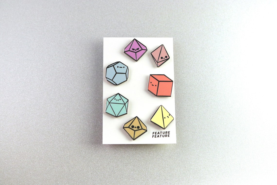 Pastel Tiny Dice Buddies Hard Enamel Pin Set 7 Polyhedral | Etsy