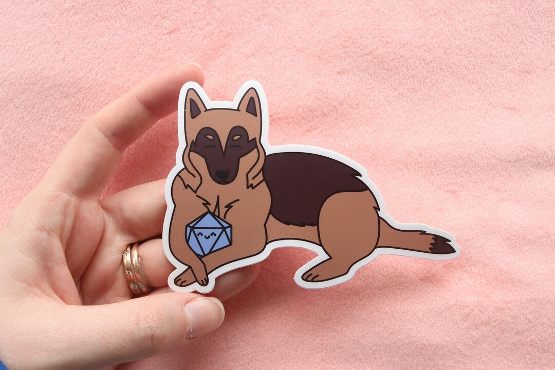 German Shepherd Dog Dice Buddy Sticker | Dungeons and Dragons Dogs ...