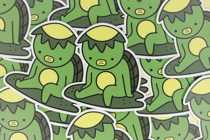 Kawaii Japanese Mythology Kappa Sticker Cute Frog on Lily - Etsy