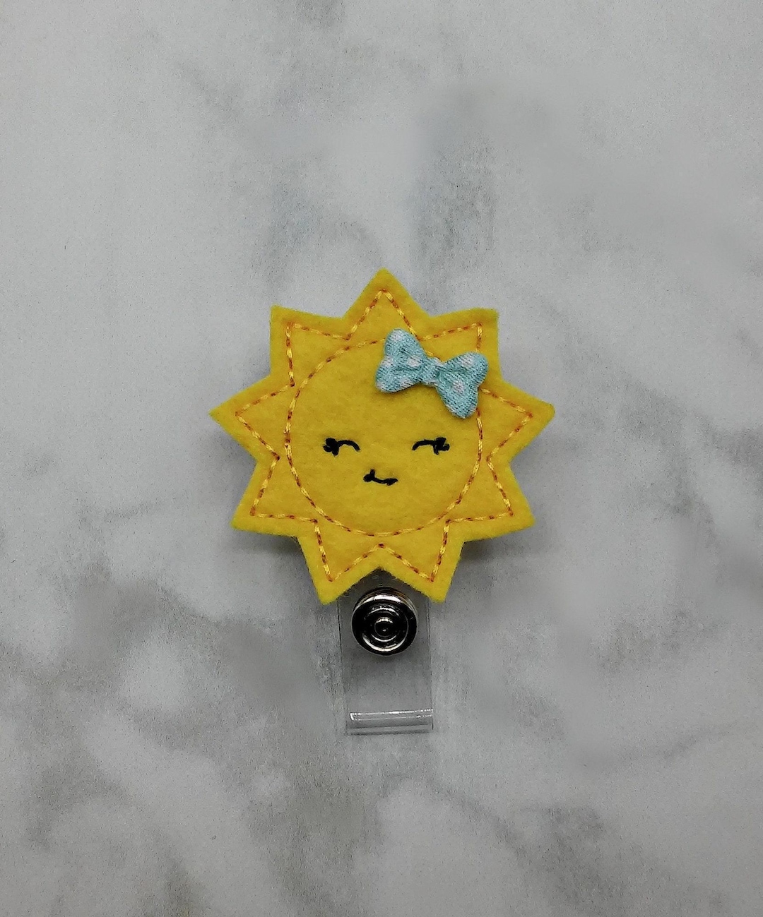 Cute Sunshine Badge Clip/non-retractable Badge Holder/no Pull Id Holder ...