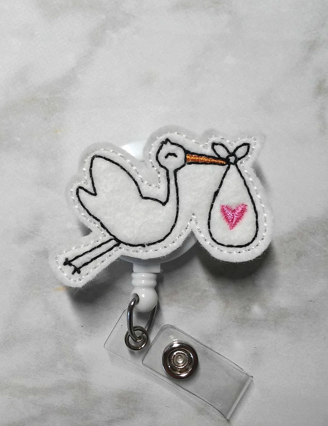 Stork Badge Reel / Nurse Badge Reel / OBGYN / Retractable ID Badge ...