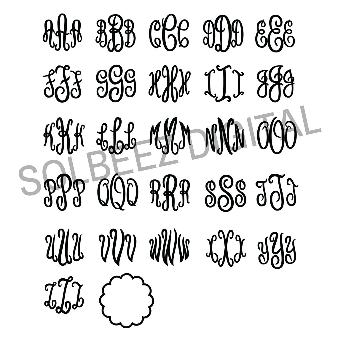 Fancy Monogram Font Svg - Monogram Fonts Svg - Monogram Files for ...