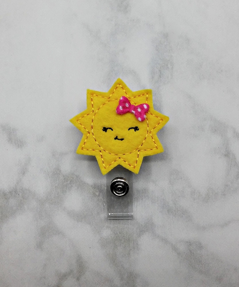 Cute Sunshine Badge Clip/non-retractable Badge Holder/no Pull Id Holder ...