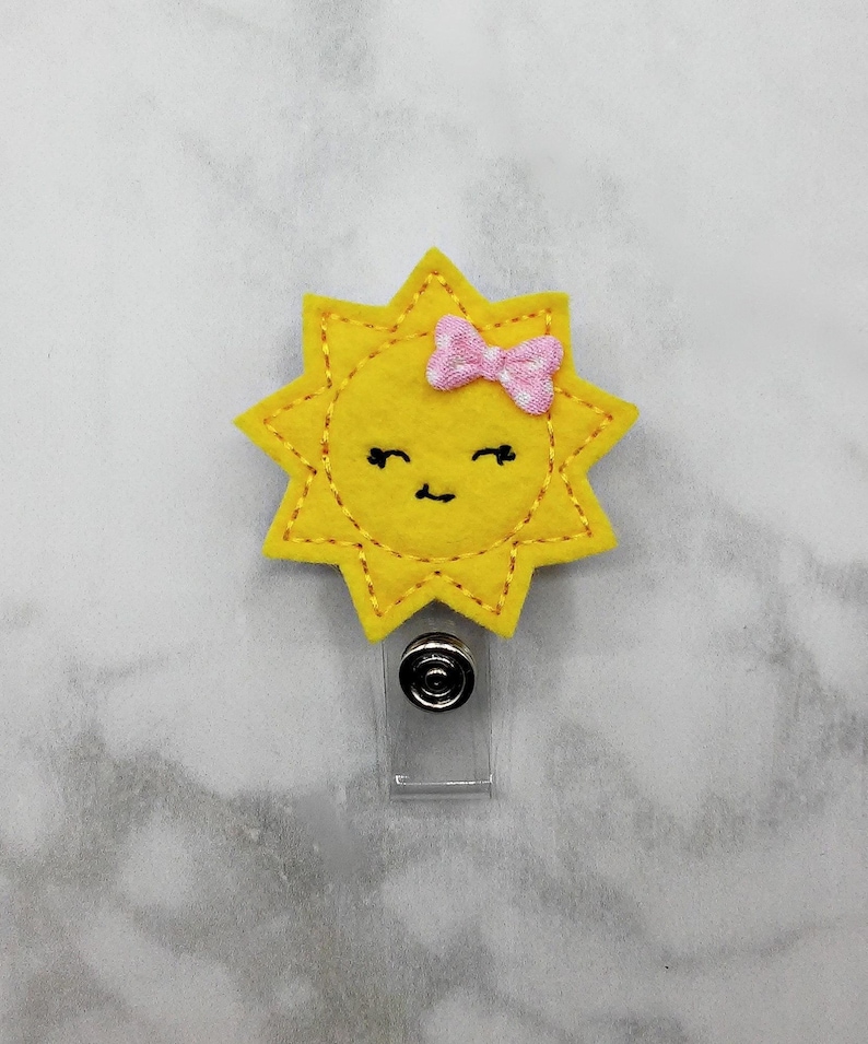 Cute Sunshine Badge Clip/non-retractable Badge Holder/no Pull Id Holder ...