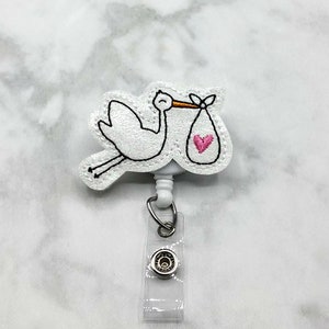 Stork Badge Reel / Nurse Badge Reel / OBGYN / Retractable ID Badge ...