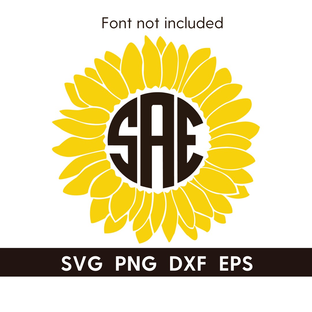Sunflower Monogram Frame Svg - Sunflower Png - Sunflower Frame Cut File ...