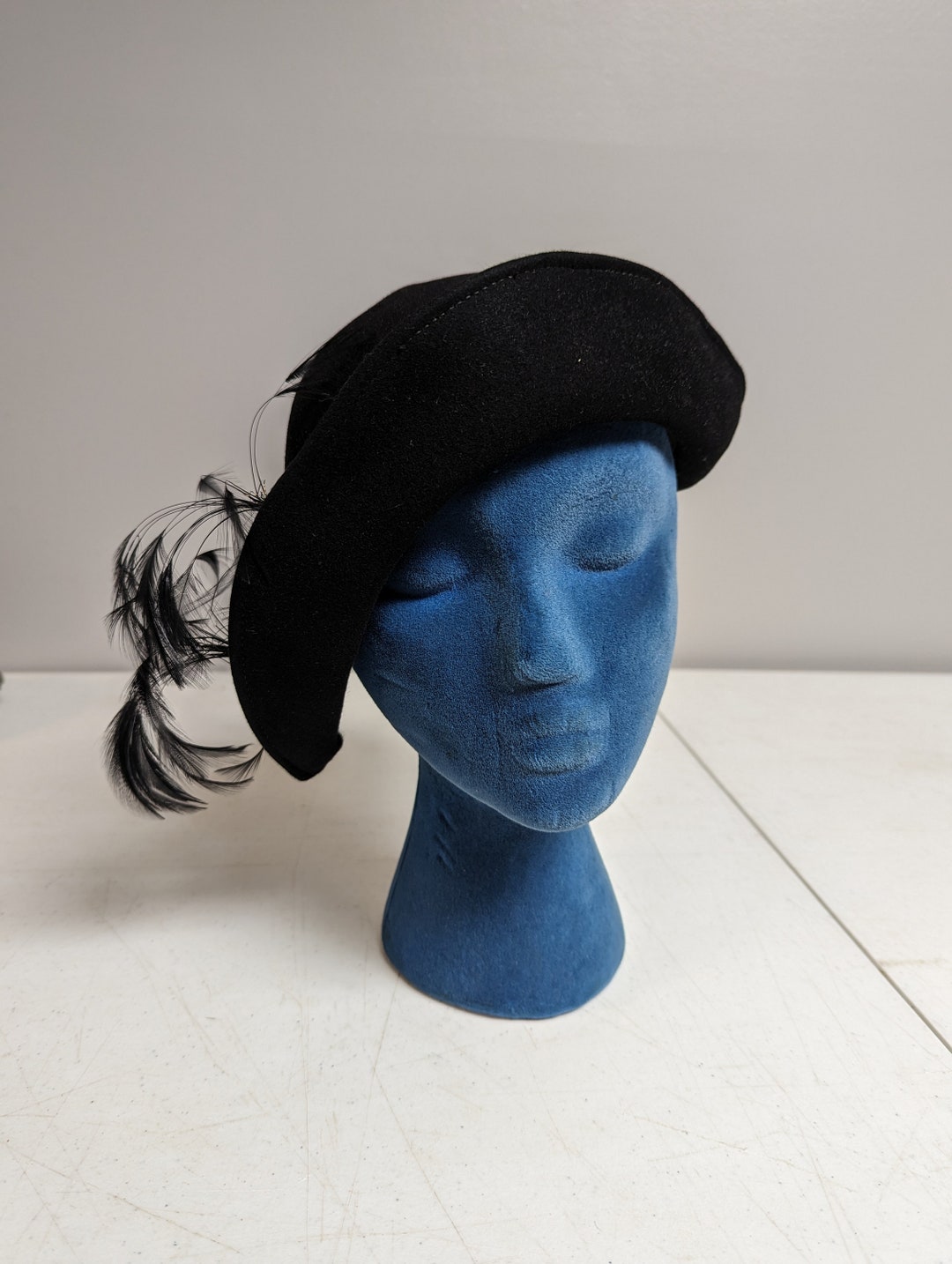 Vintage Black Ostrich Feather Hat - Etsy