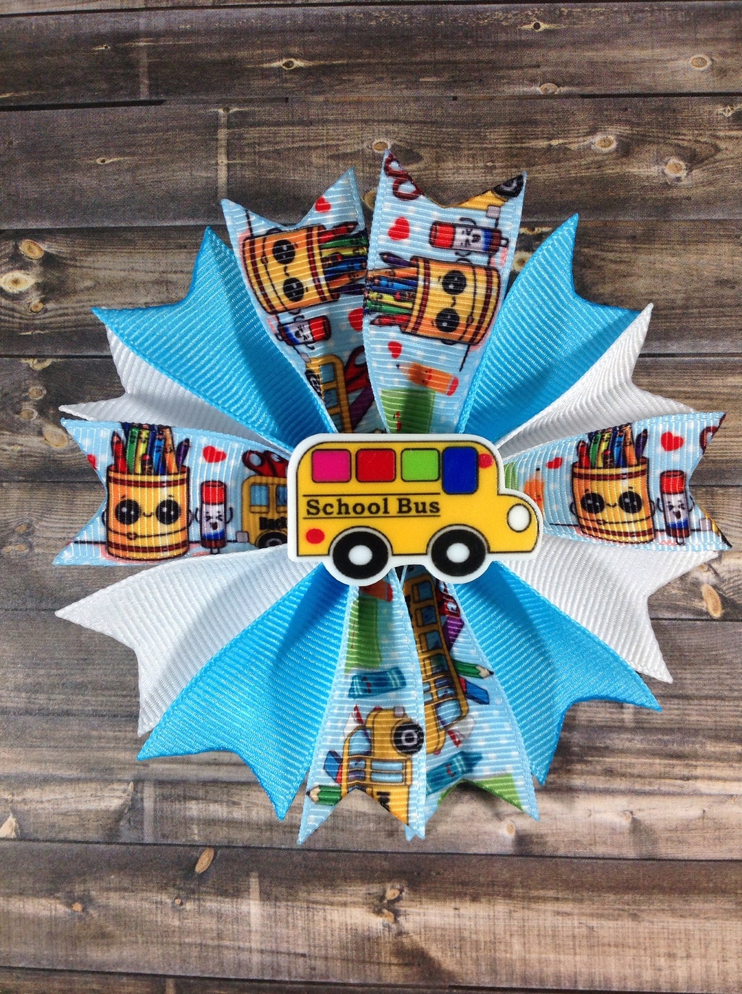 Back to School Hair Bow School Hair Bow School Bus Hair Bow - Etsy