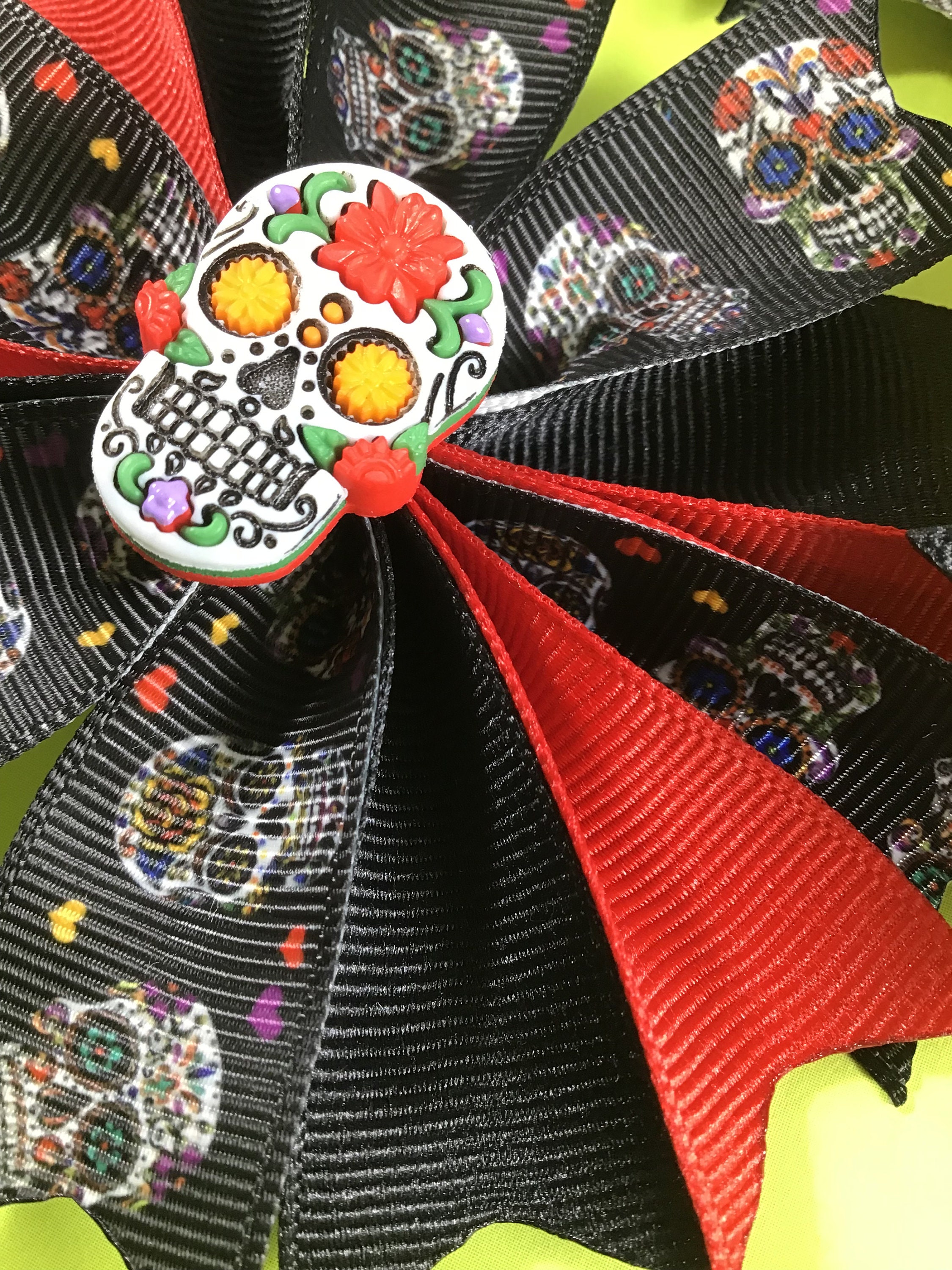 Halloween Hair Bow Day of the Dead Hair Bow Skulls Hair Bow | Etsy