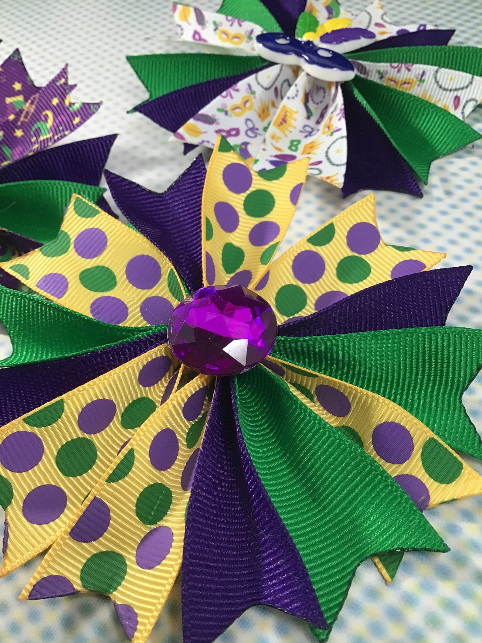 Mardi Gras Hair Bows, Fat Tuesday, Carnival Hair Bow - Etsy