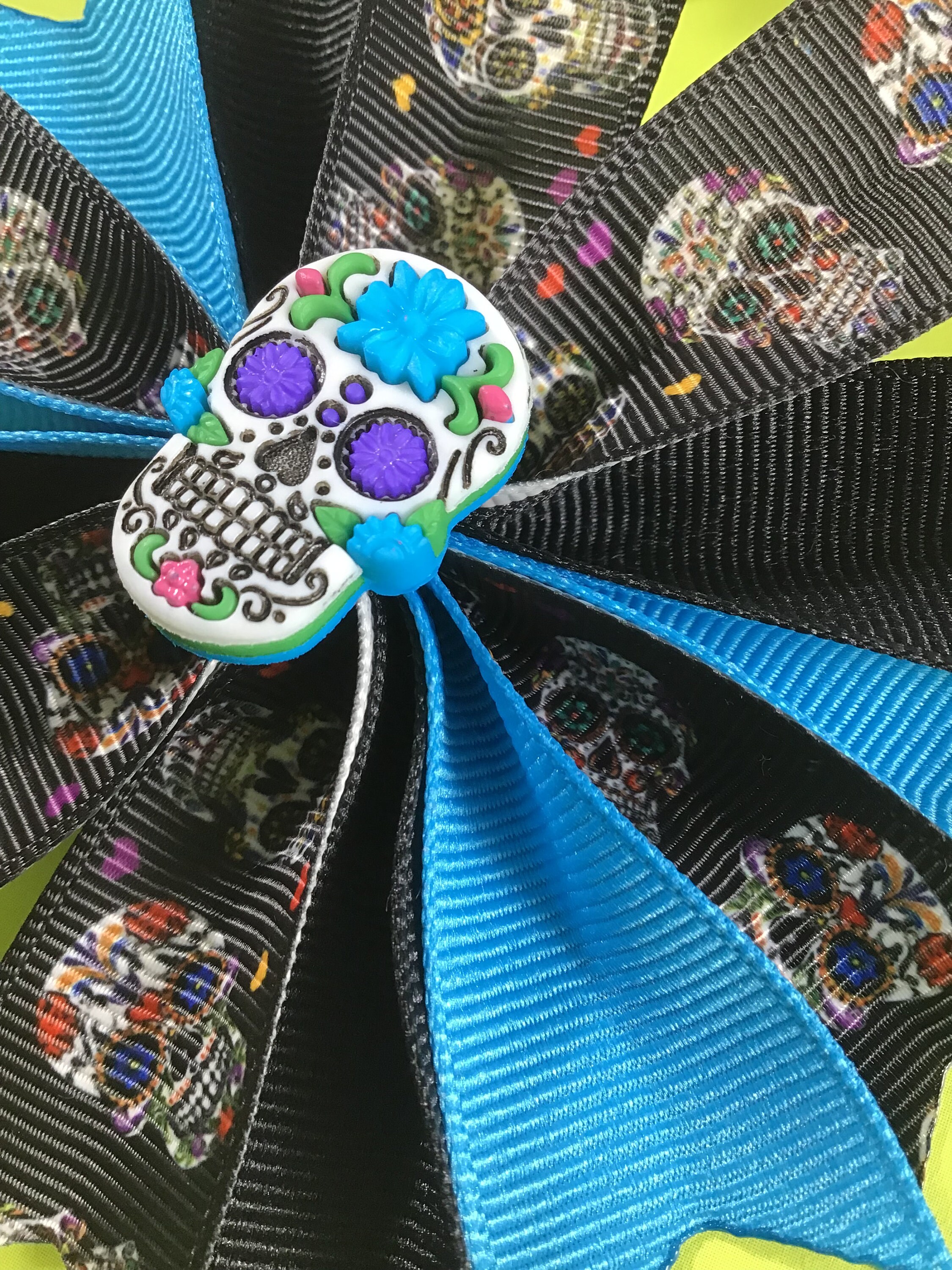 Halloween Hair Bow, Day of the Dead Hair Bow, Skulls Hair Bow, Sugar ...
