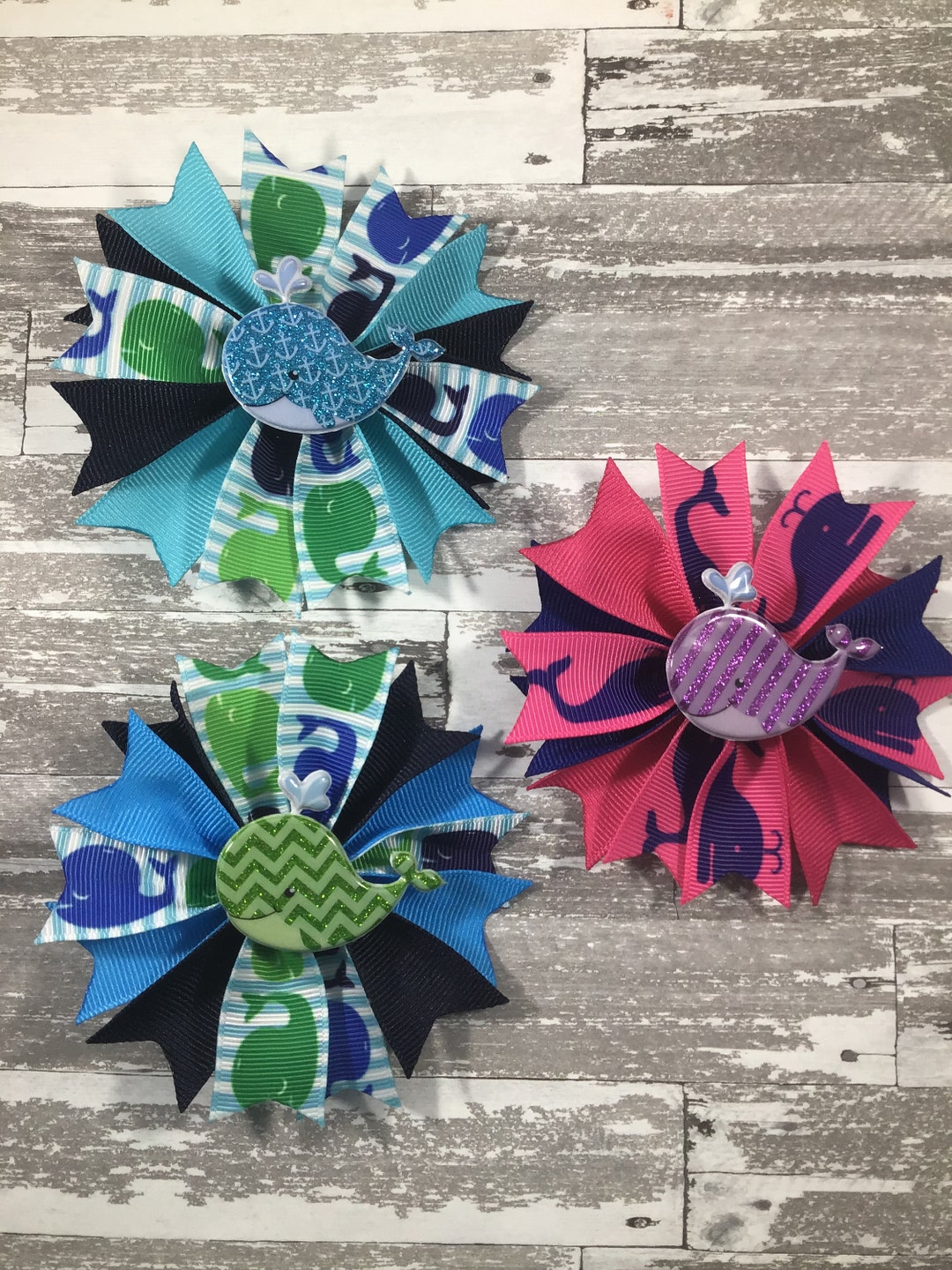 Whale Hair Bows, Sea Hair Bows, Beach Hair Bows - Etsy