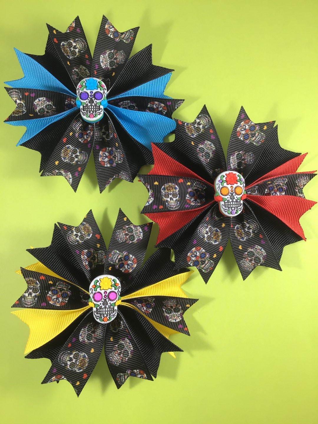 Halloween Hair Bow, Day of the Dead Hair Bow, Skulls Hair Bow, Sugar ...