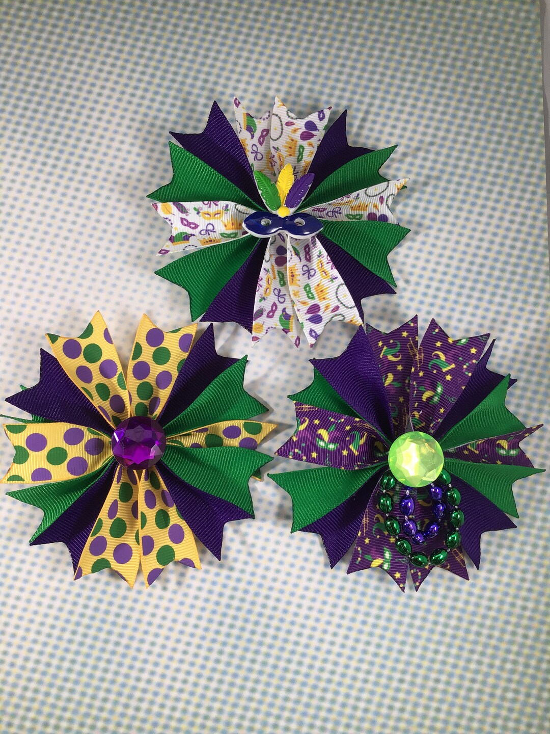 Mardi Gras Hair Bows, Fat Tuesday, Carnival Hair Bow - Etsy