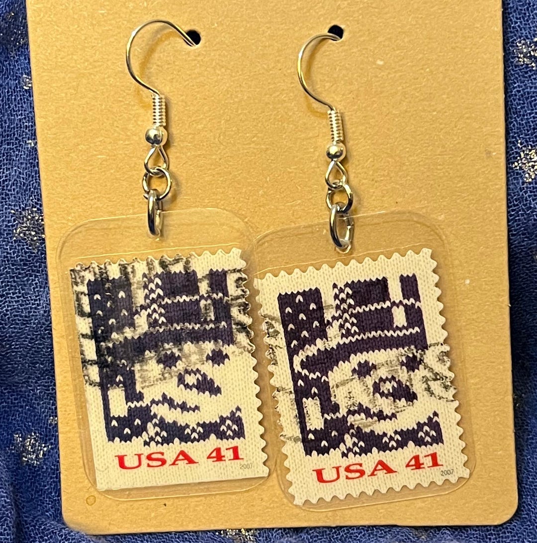 Knitted Snowman Earrings. USPS Stamps. Lightweight, Laminated - Etsy