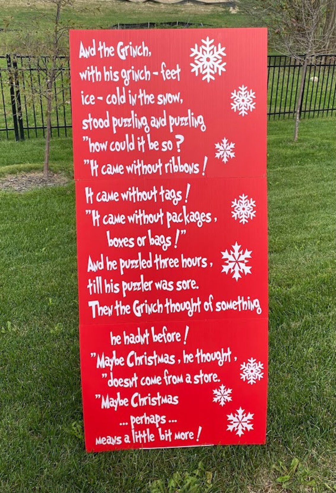 3 Piece Christmas Decoration Grinch Poem Standup or Book Like Yard Sign ...