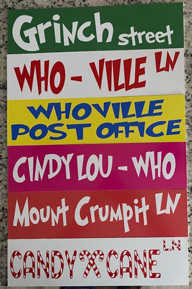 Grinch Street Sign: Whoville, Mount Crumpit, Cindy Lou Who - Etsy