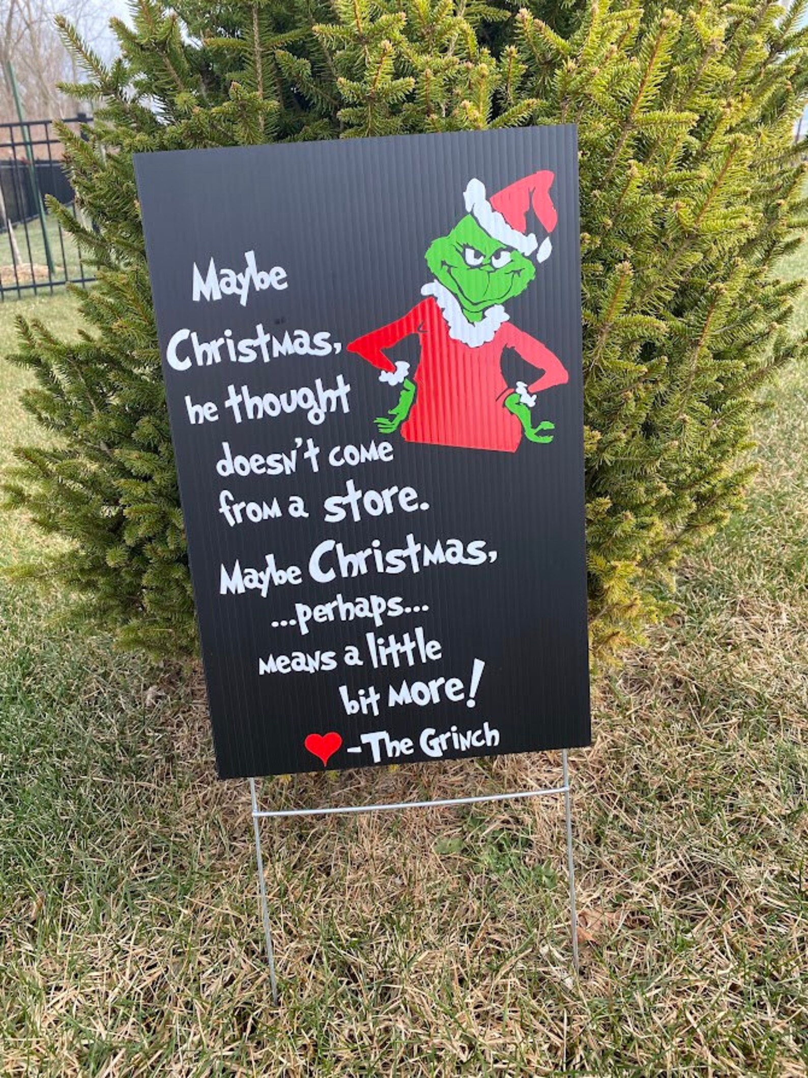Christmas Decoration Grinch Poem Grinch Hand With Ornament Yard Sign ...