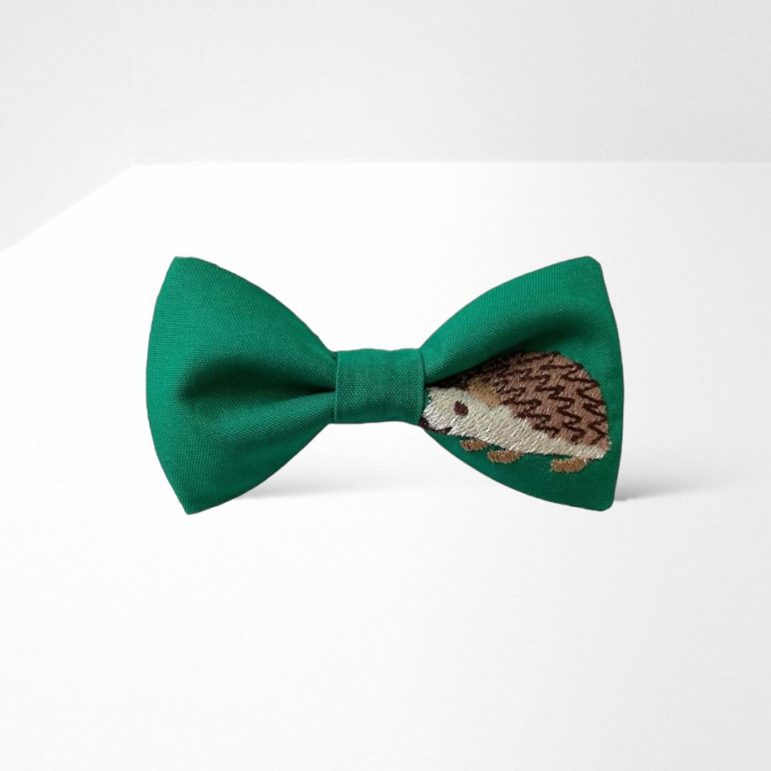 Embroidered Hedgehog Kids Bow Tie, Green Cotton Bowtie, Pre-tied - Etsy