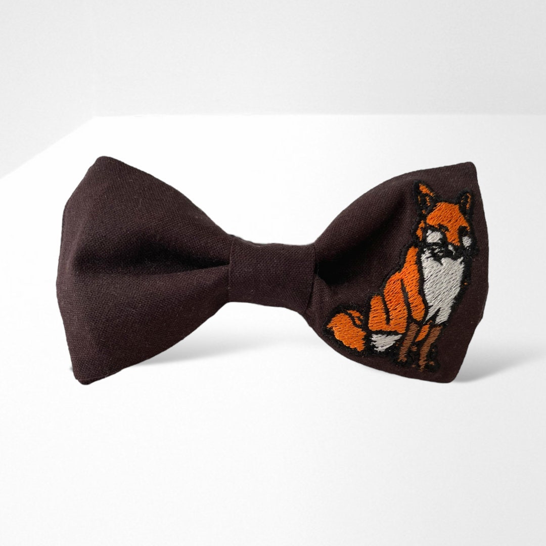 Fox Bow Tie With Embroidery, Art Bow Tie, Red Fox Gift Idea, Creative ...
