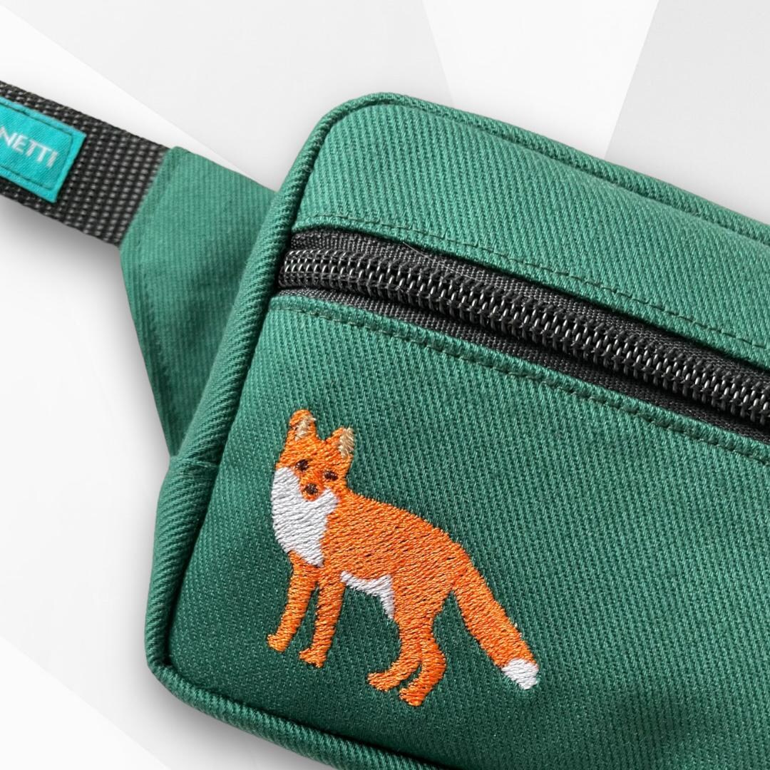 Fox Bag, Green and Black Fanny Pack, 2 Zipper Hip Bag for Woman, for ...
