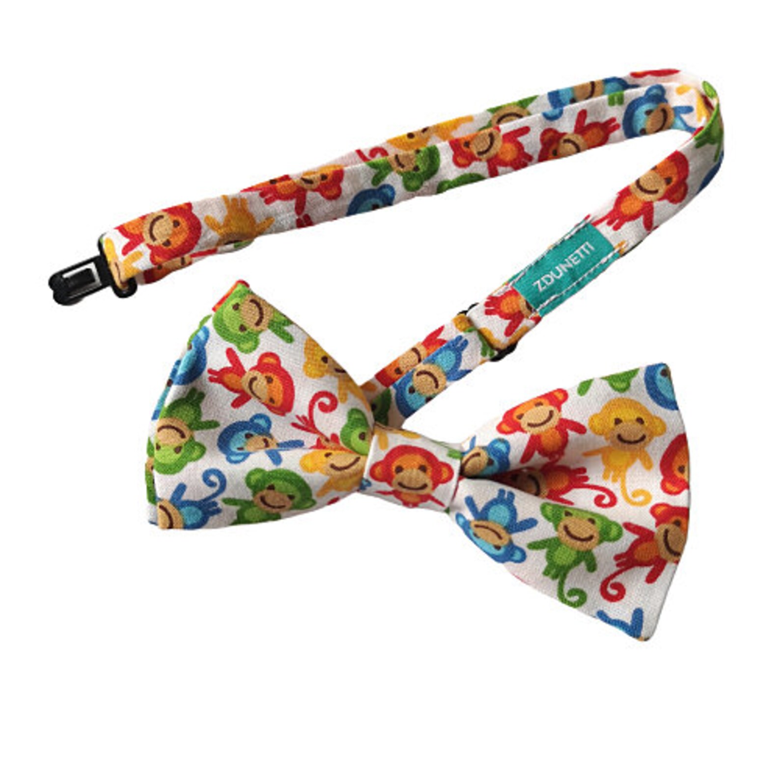 Monkeys bow tie White bow tie Cotton bow tie Colorful | Etsy