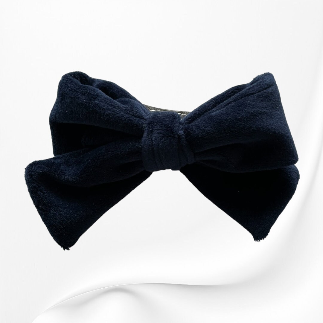 Velvet Navy Blue Bow Hairclip Big Velvet Bow Hair Cute - Etsy Hong Kong