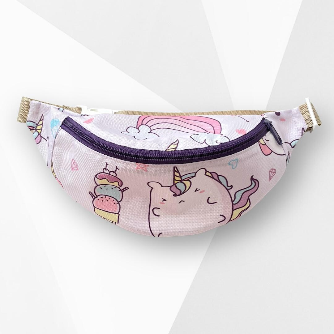 Kids Fanny Pack, Rainbow Unicorn, Ice Cream Bum Bag, Purple Waist Bag ...