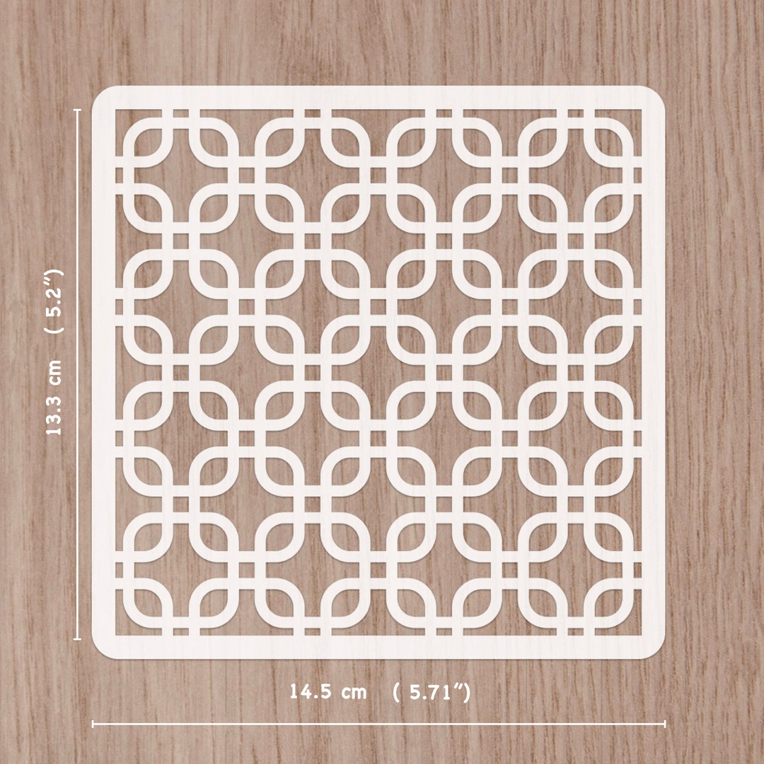 Craft Stencil, Pattern of Intersecting Squares, Small Stencil 14.5 Cm ...