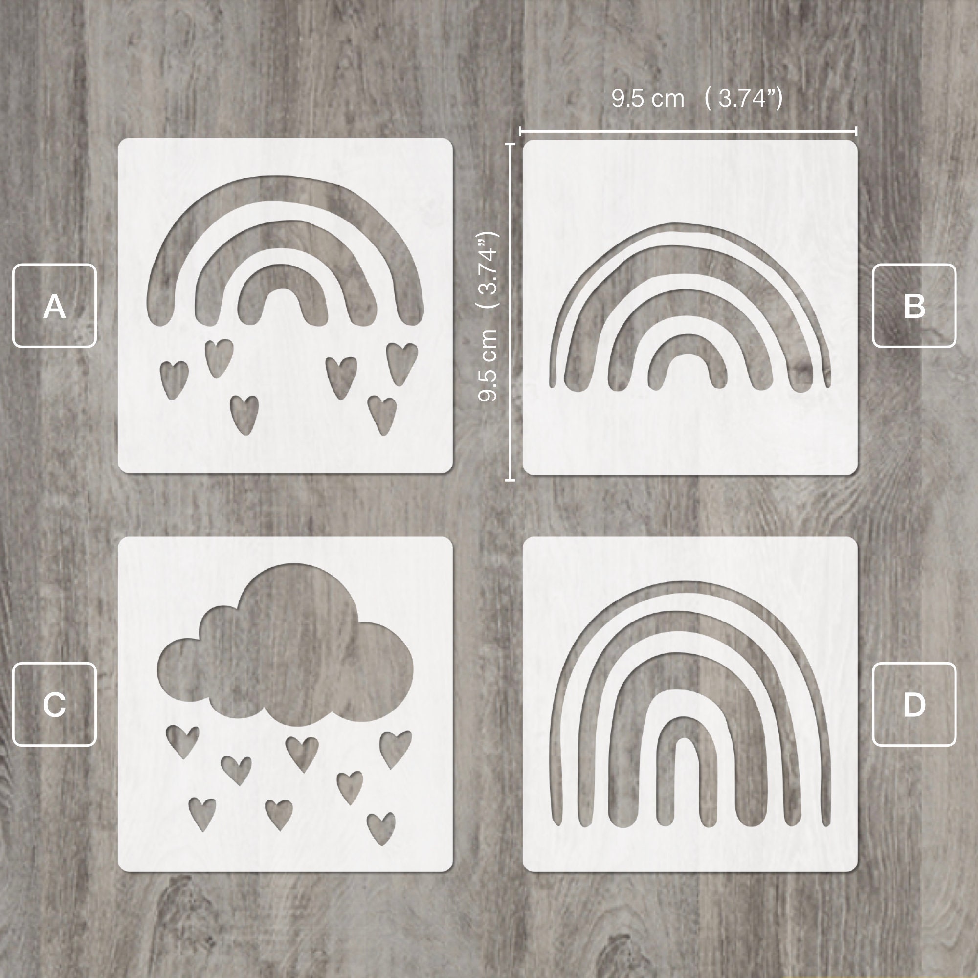 Hand Drawn Rainbow Tiny Stencil 9.5x9.5cm Boho Style - Etsy UK