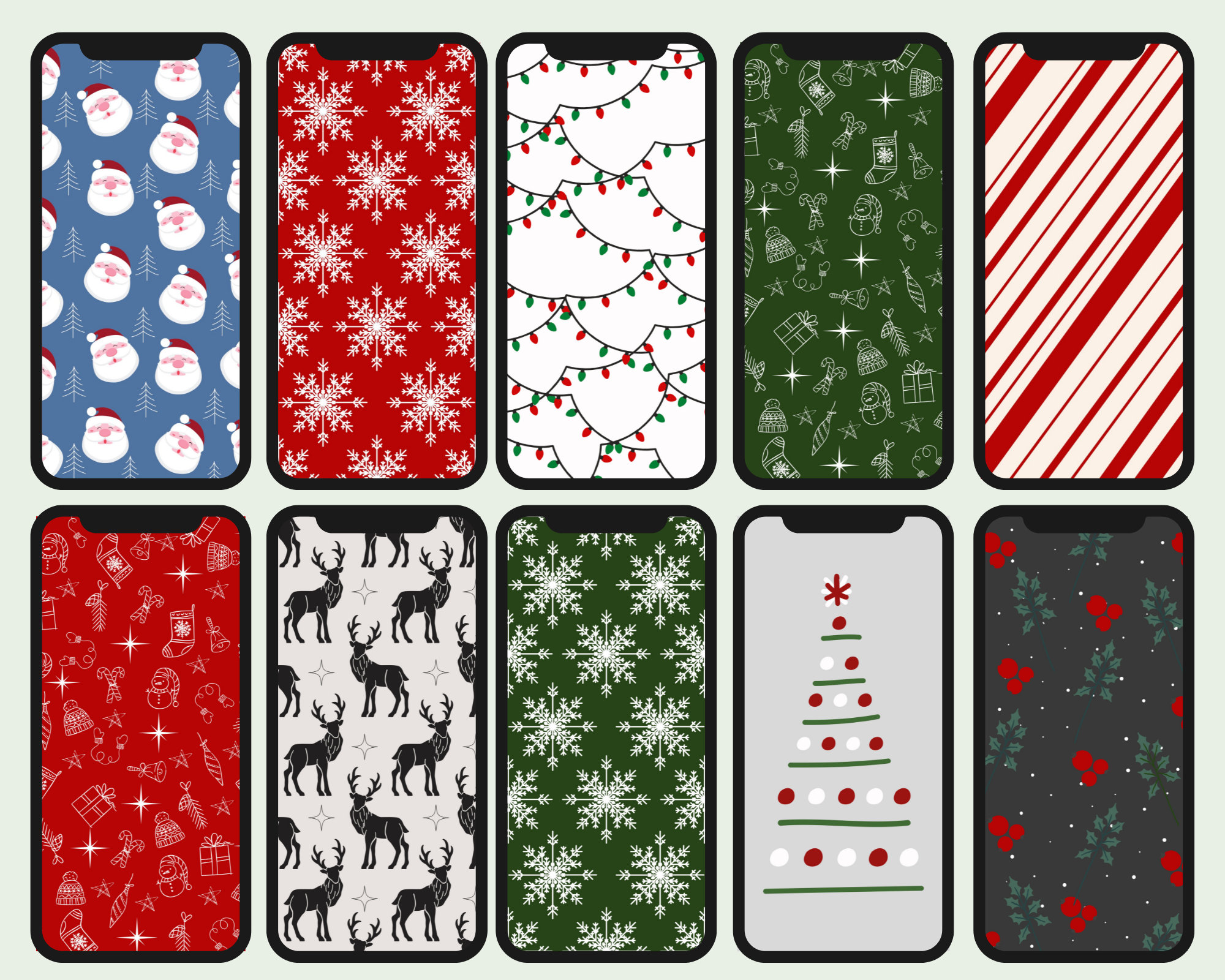 Christmas Winter Holiday Phone Wallpaper Background (Instant Download ...