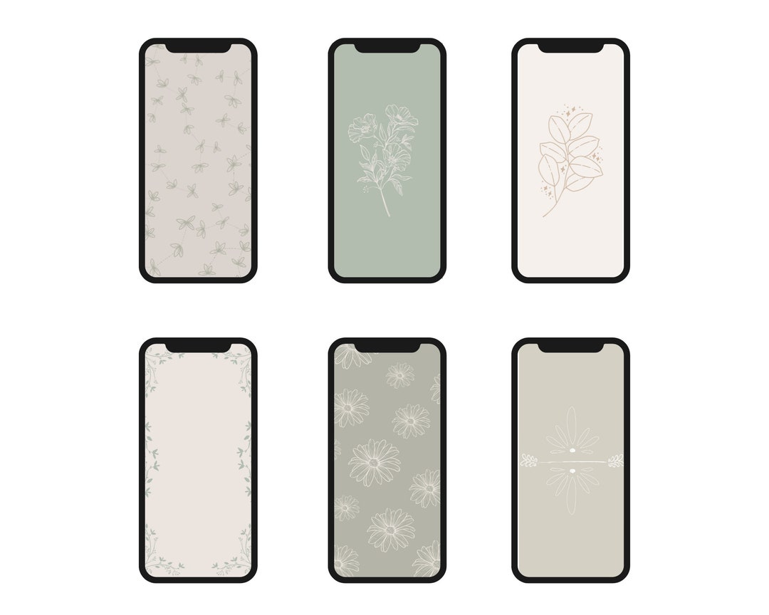 Neutral Floral Minimalist Phone Wallpaper Screensaver Background - Etsy