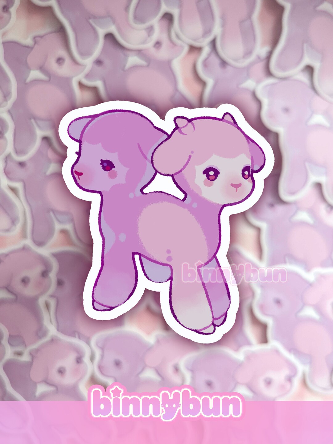 Double-headed Lamb Sticker Creepy Cute Pastel Stationary Waterproof ...
