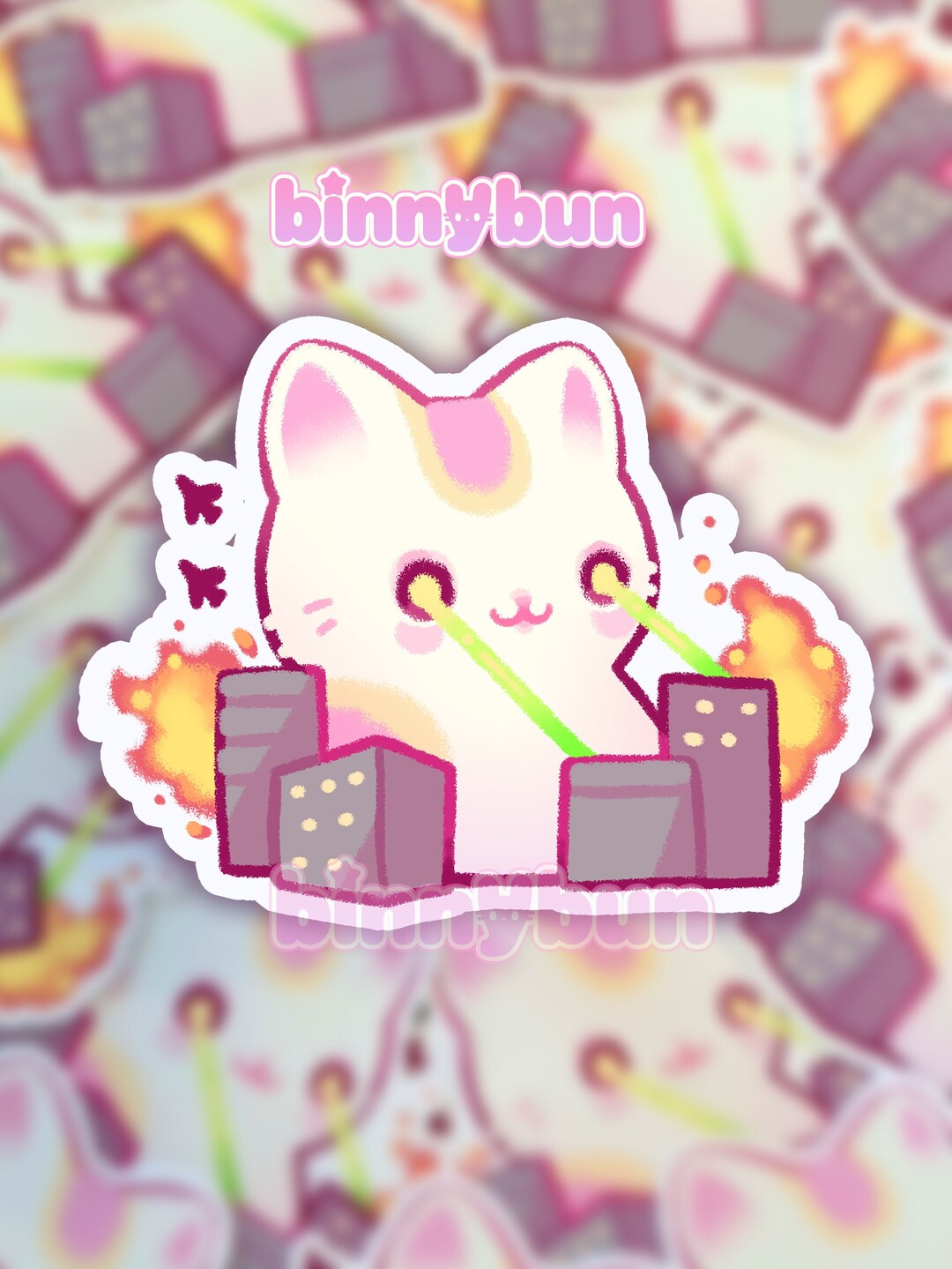 Cute Funny Cat Sticker | Destruction Kitty I Hunger | Waterproof Vinyl ...